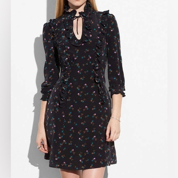 Coach | Dresses | Coach 941 Silk Black Cherry Western Shirt Dress ...